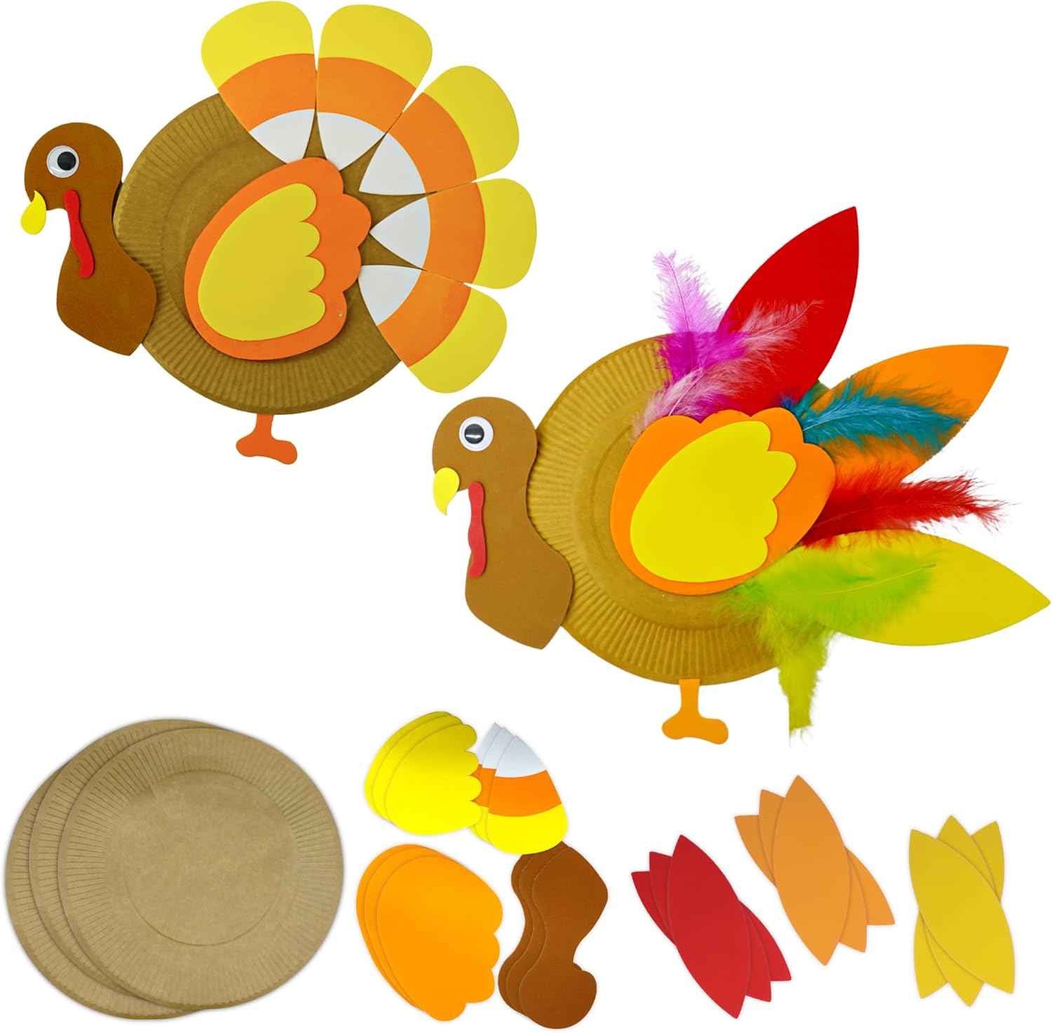 Amazon.com: 4E's Novelty Turkey Plate Craft for Kids (12 Pack) 2 Styles ...