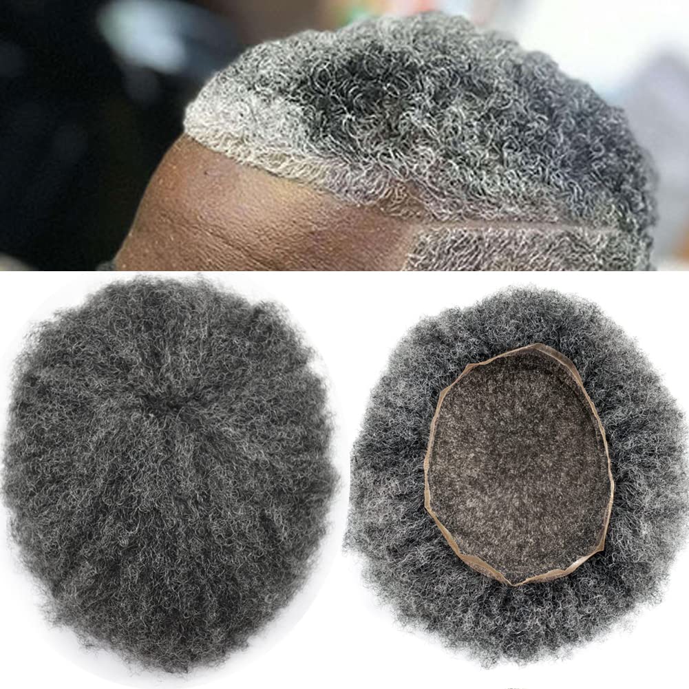 Amazon.com : Afro Toupee for Black Men Afro Curly Mens Toupee Hairpiece ...
