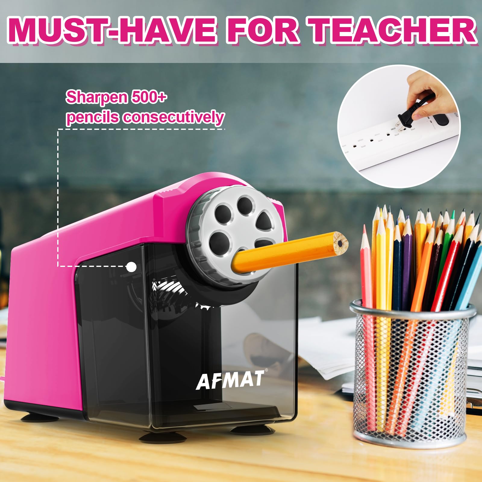 Snapklik.com : Electric Pencil Sharpener Heavy Duty, 6-Hole Classroom ...