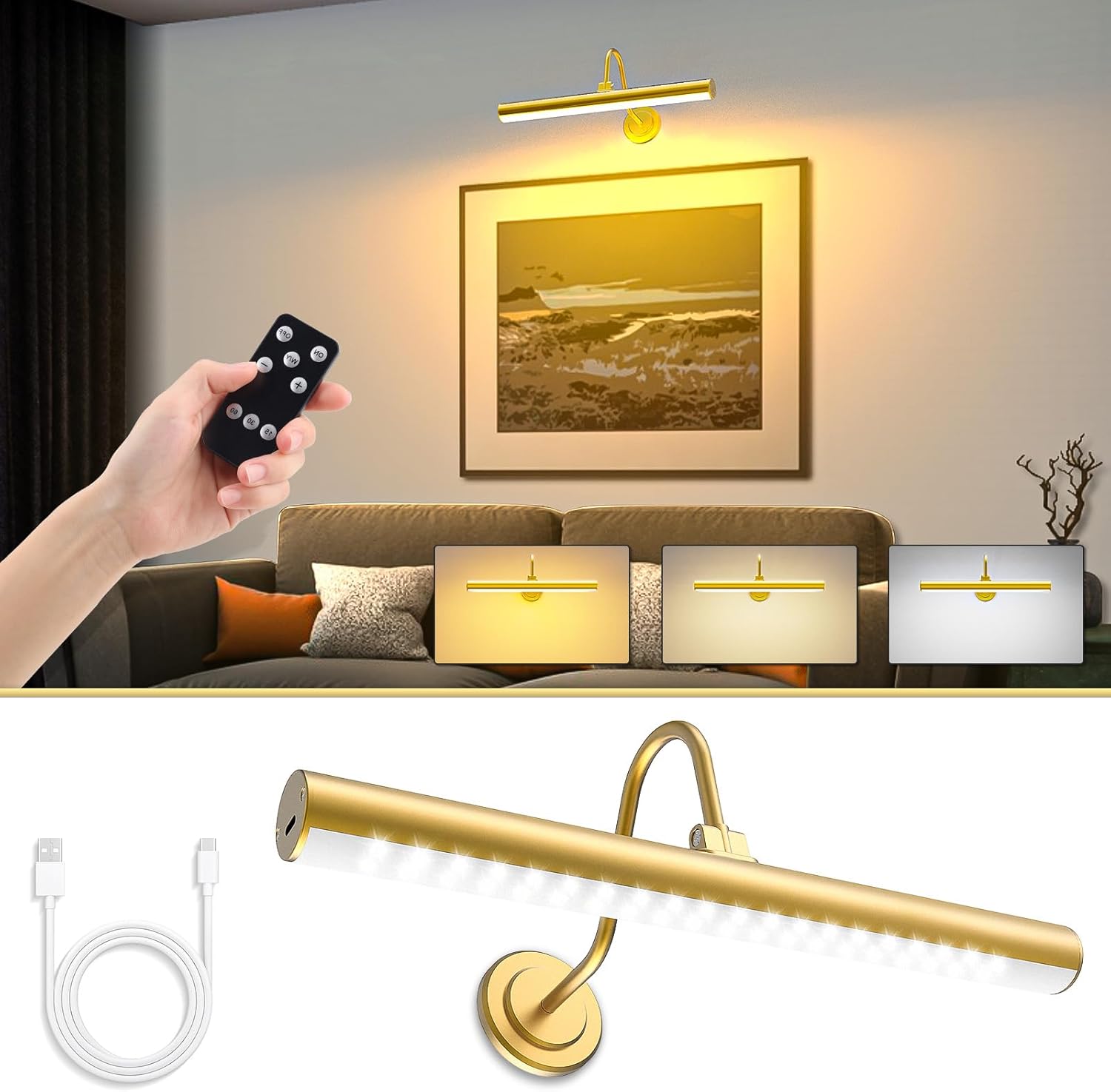 JOFIOS Battery Operated Wall Light and Picture Light for Wall with ...