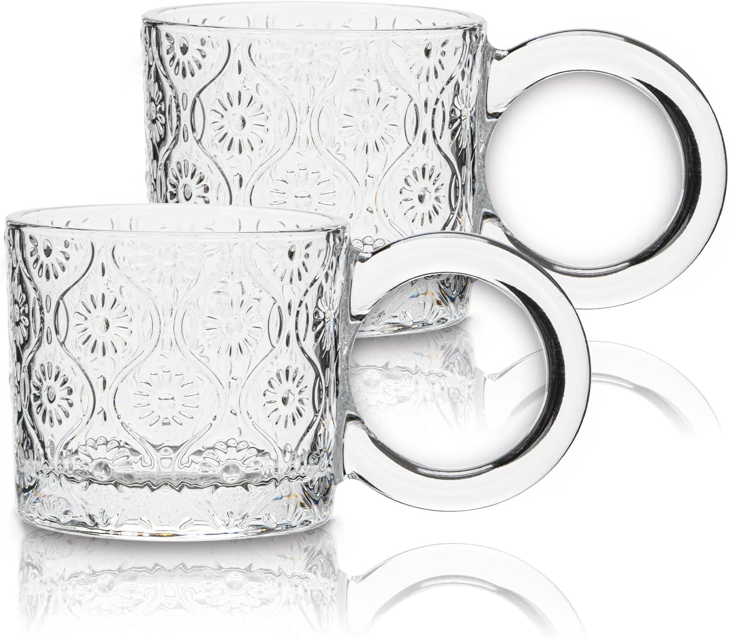 eKsdf 2er Kristallglas Kaffeebecher Latte Macchiato Gläser mit Henkel ...