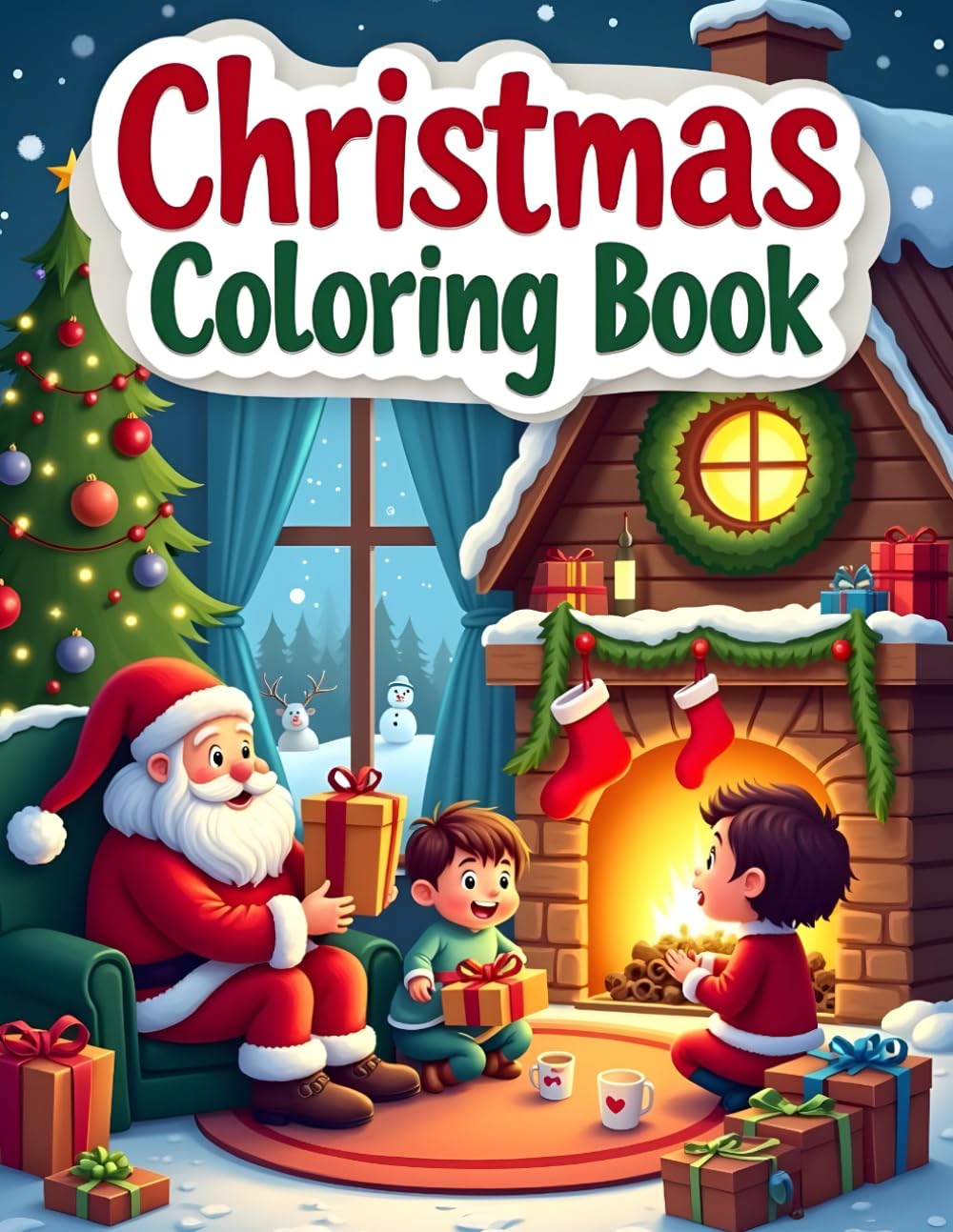 Santa Claus, Reindeer, and Snowmen Coloring Book: 100 BIG, Easy-to ...