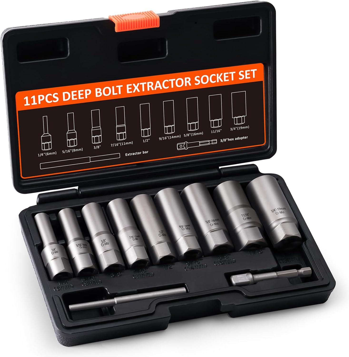 Coobeast 11Pcs Bolt Extractor Kit, Deep Bolt Extractor Set for Rounded ...