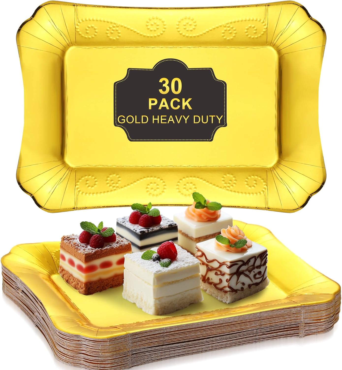 Amazon.com: FoldTier 30 Pcs Rectangle Trays with Rim Border Paper ...