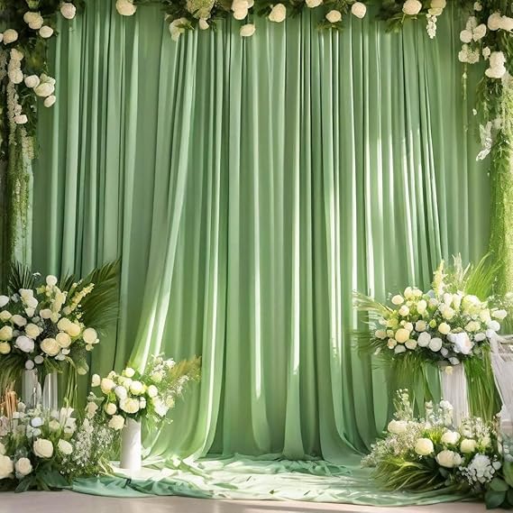 Amazon.com: 10ft x 10ft Wrinkle Free Sage Green Backdrop Curtains for ...
