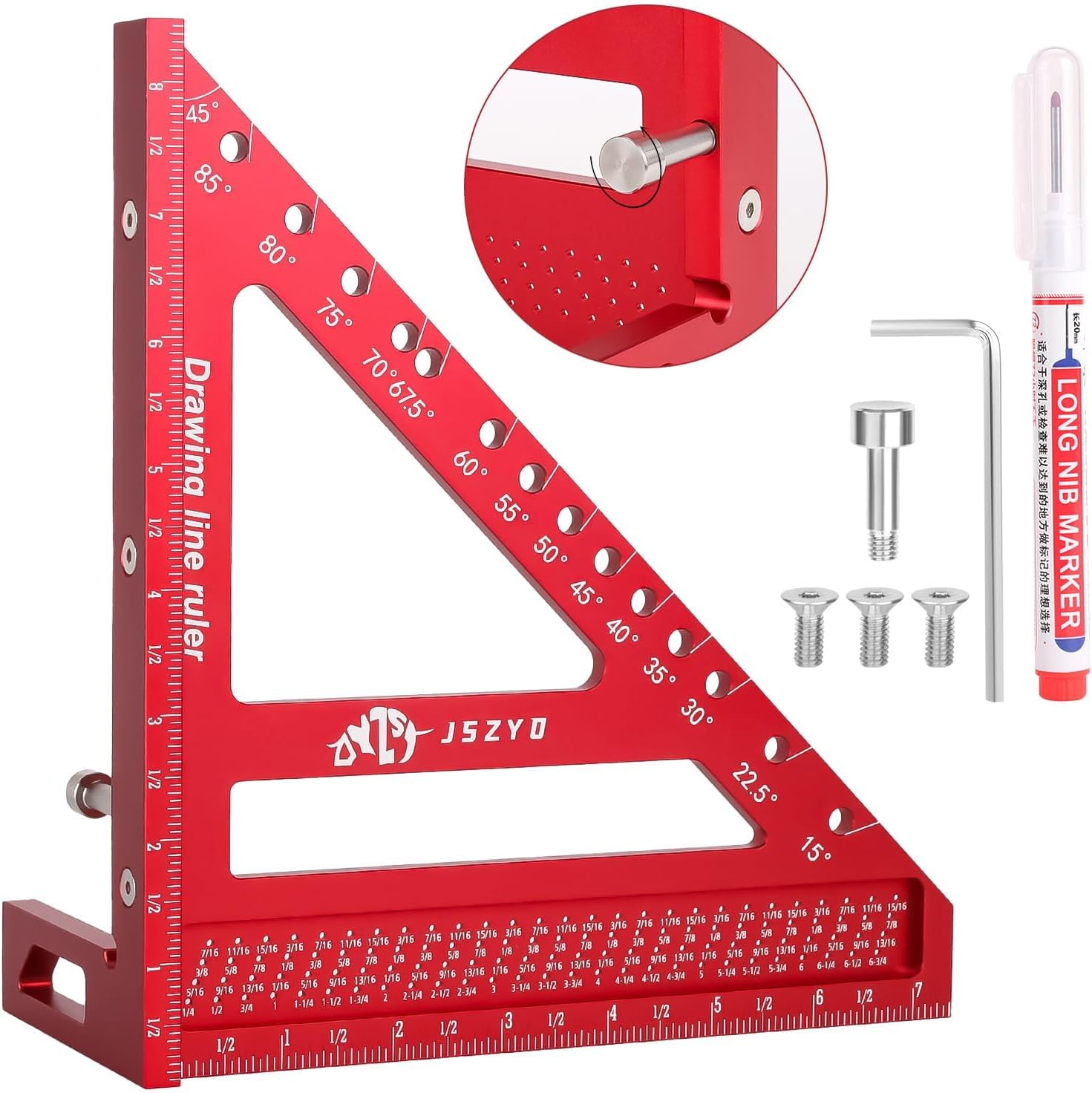 Aluminum Alloy Woodworking Square Size Measure Ruler - 3D Mitre Angle ...