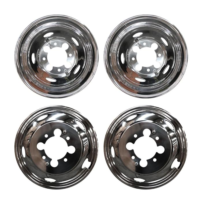 Buy VioGi Fit 4pcs Front+Rear Polished Stainless Steel 17" Dually 8 Lug ...