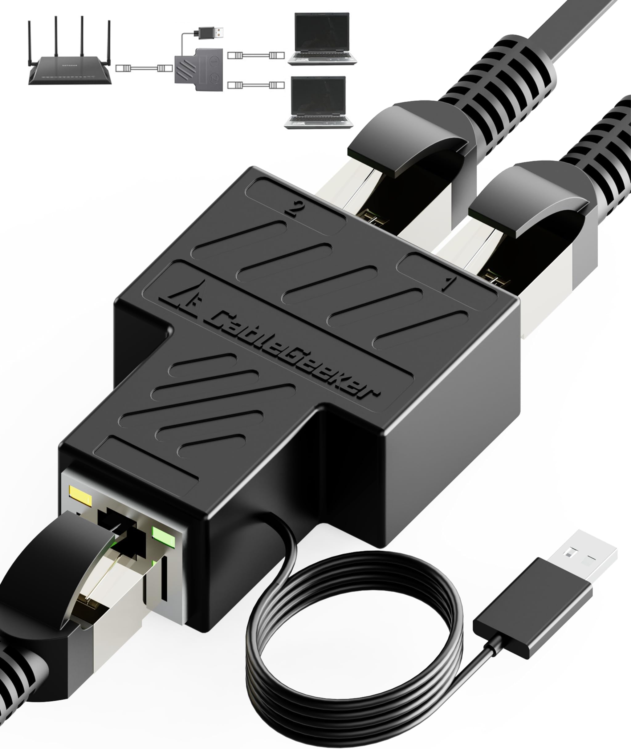 Amazon.com: Ethernet Splitter 1 to 2 1000Mbps [2 Devices Simultaneously ...