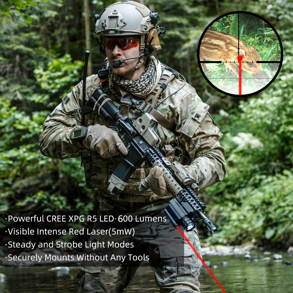 COSMOING Rail Mounted Pistol Red Laser Light Combo (Laser Sight Combo ...