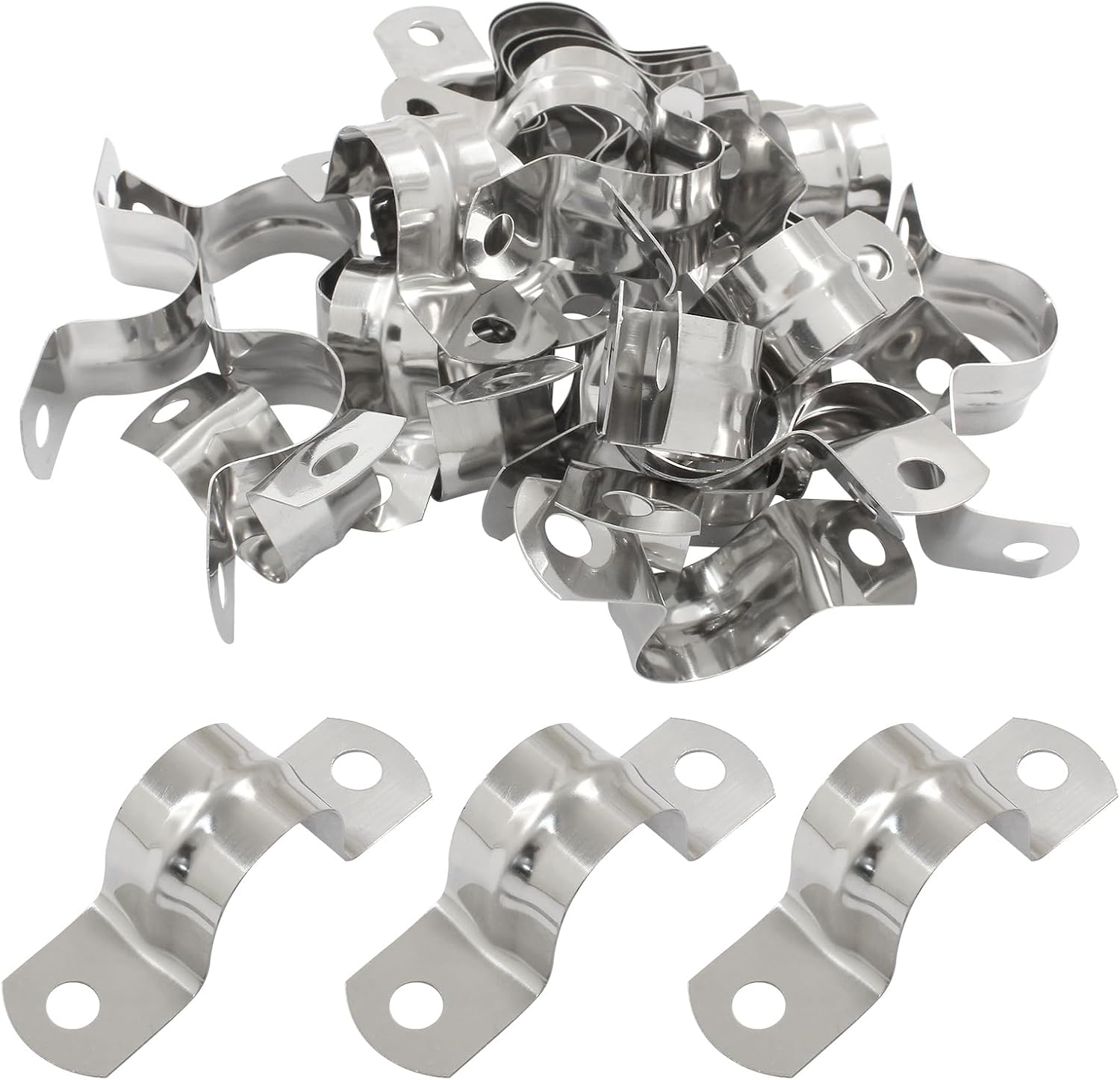 Kyuionty 50 Pcs 3/4 Inch Two Hole Conduit Clamps, M20 Stainless Steel ...