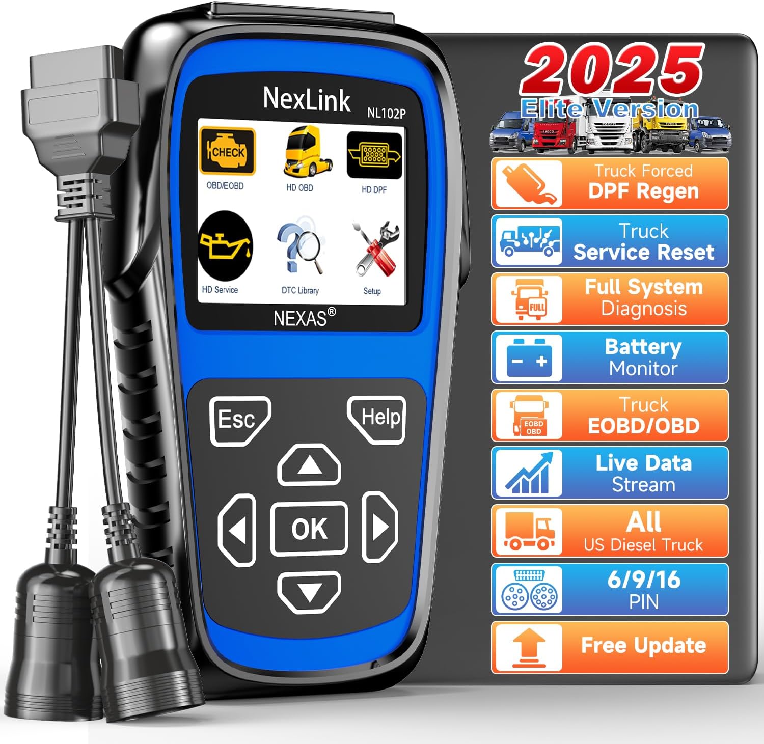 Amazon.com: NEXAS Heavy Duty Truck Scanner with DPF Regen, Nexlink ...