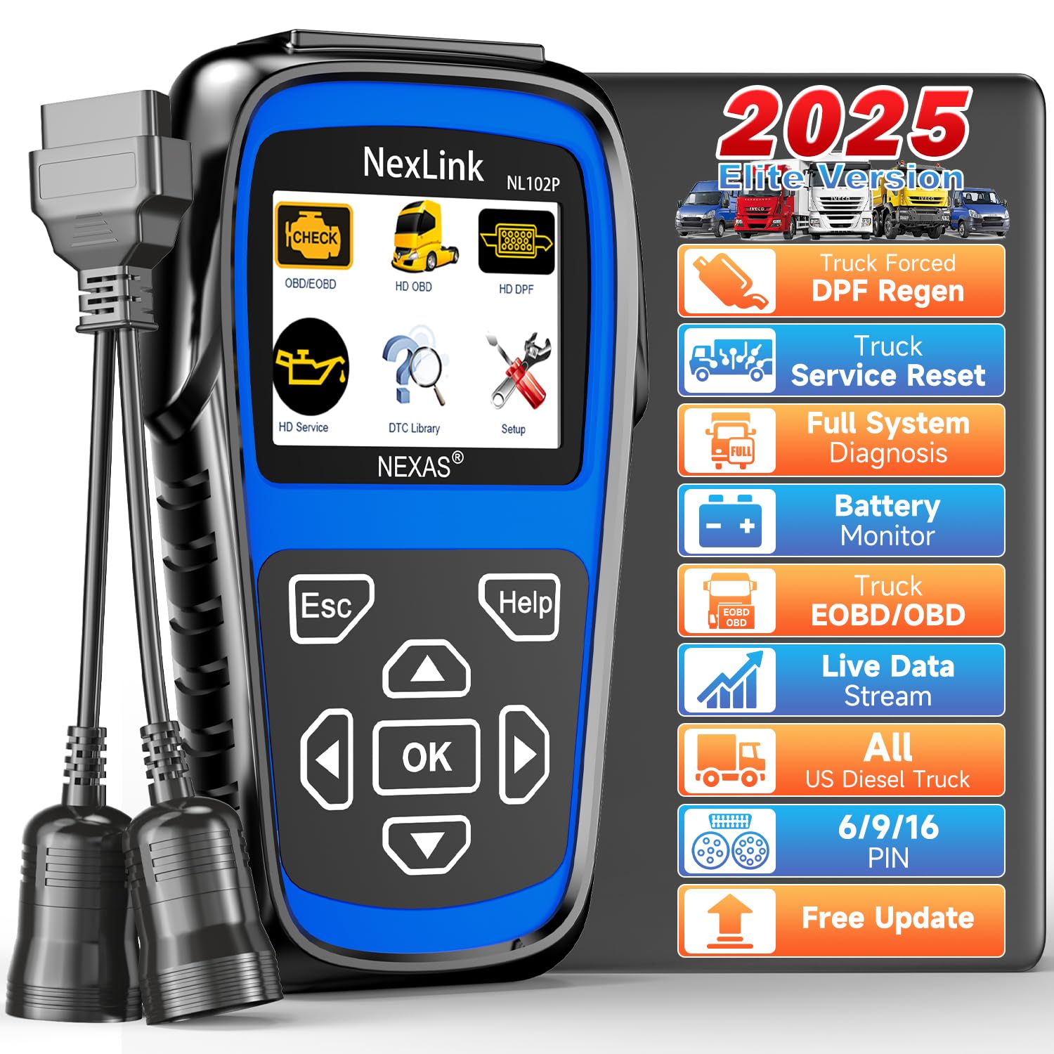 Amazon.com: NEXAS Nexlink NL102P Heavy Duty Truck Scanner, All System ...