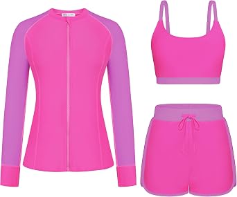 Kate Kasin Rash Guard for Women 3 Piece Long Sleeve Swimsuits for Women ...