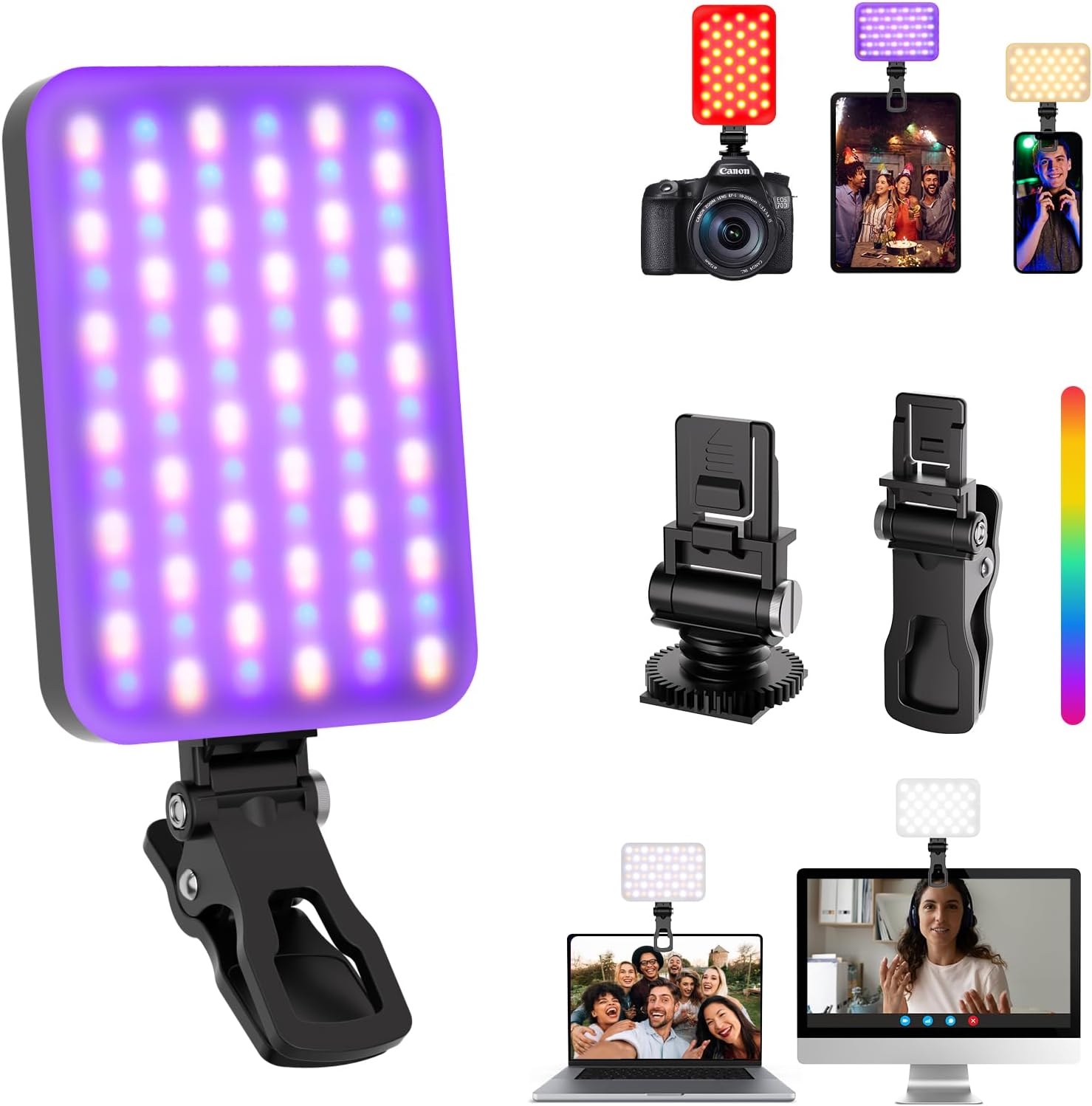 Amazon.com: RGB Light - BANSINE USB-Rechargeable RGB Selfie Light with ...