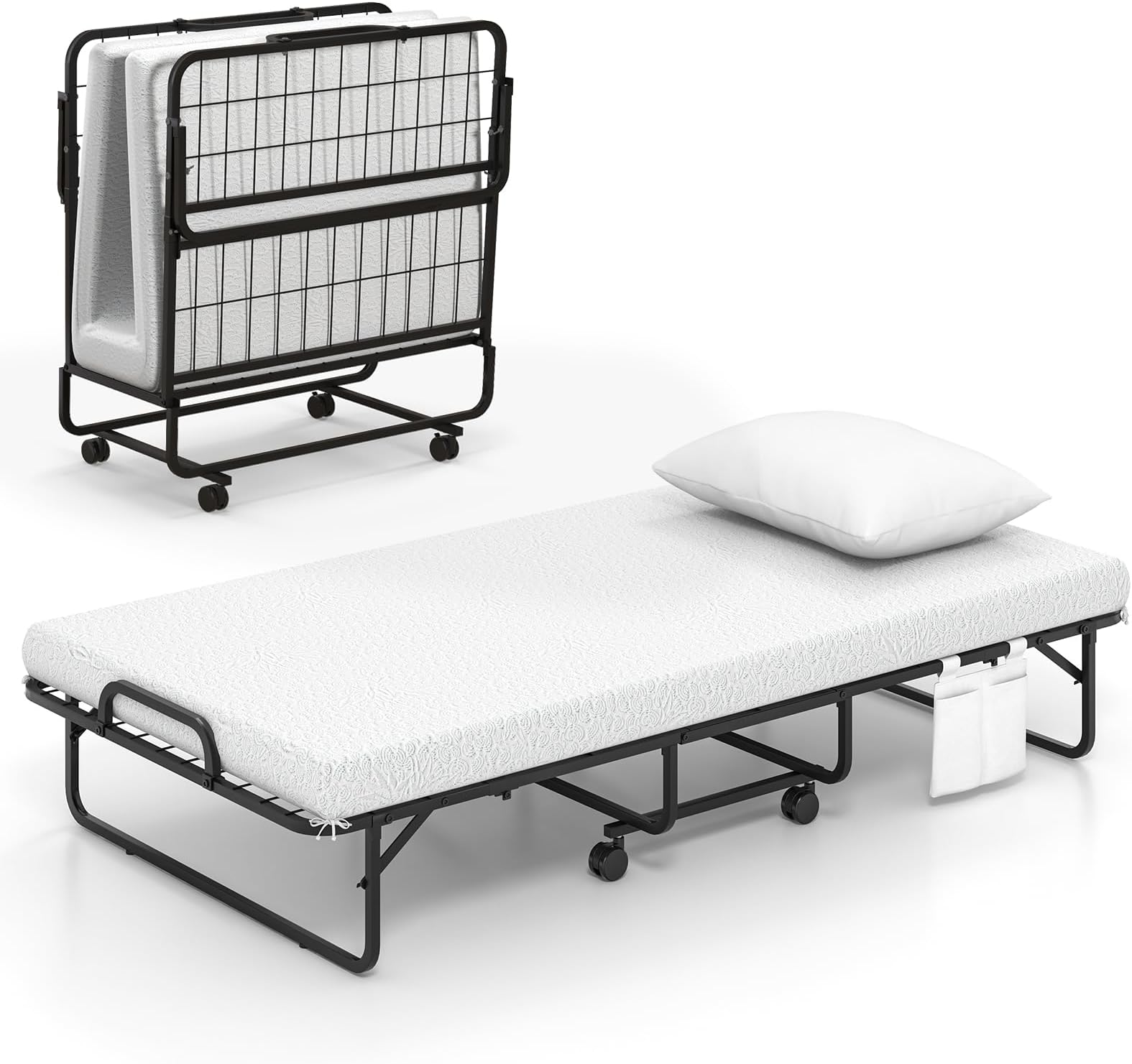 Giantex Folding Bed with Mattress and Pillow, Twin Size Portable Guest ...