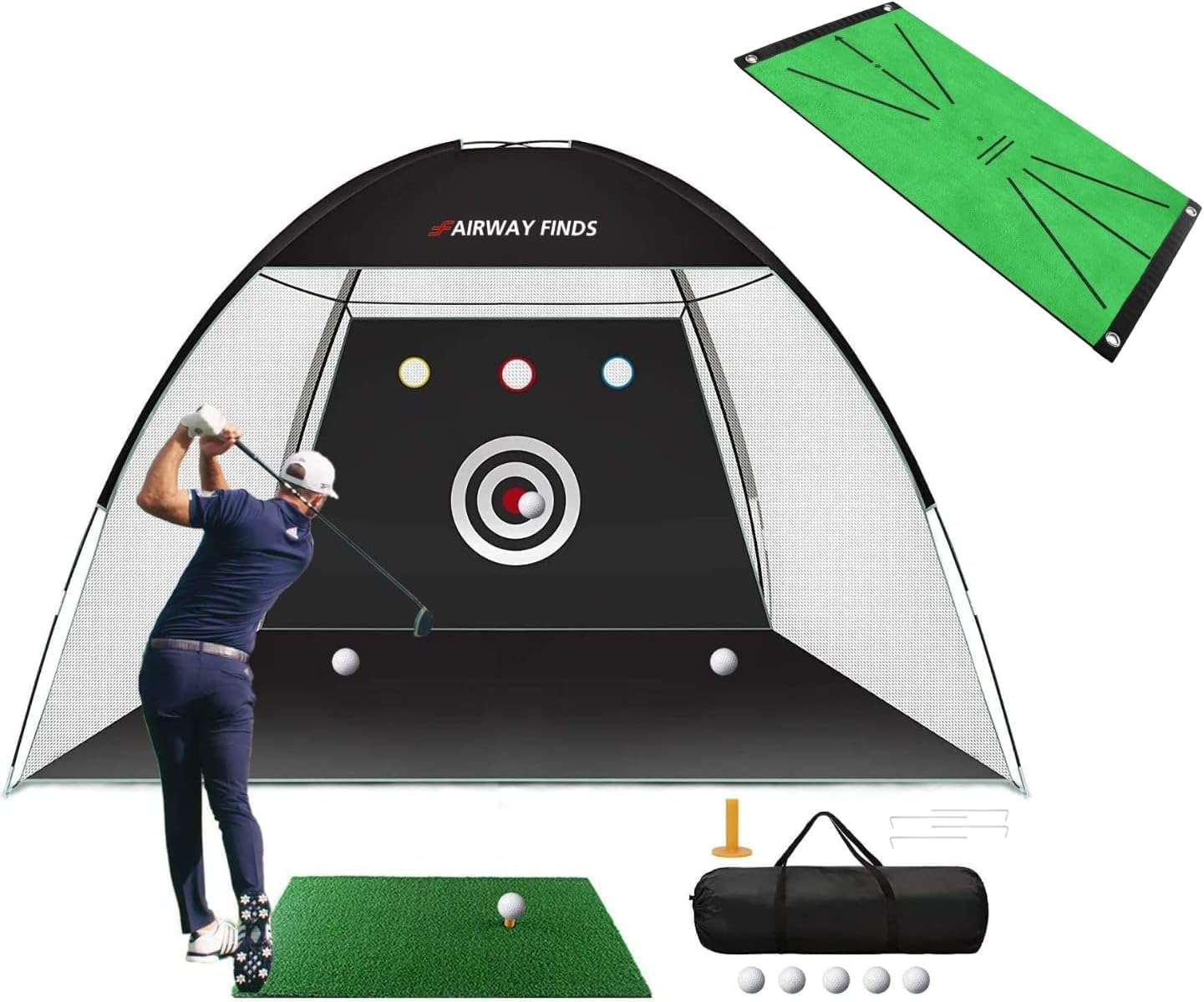 Amazon.com: Golf Practice Net - 10x7ft with Target, 1 Golf Mat, 5 Balls ...
