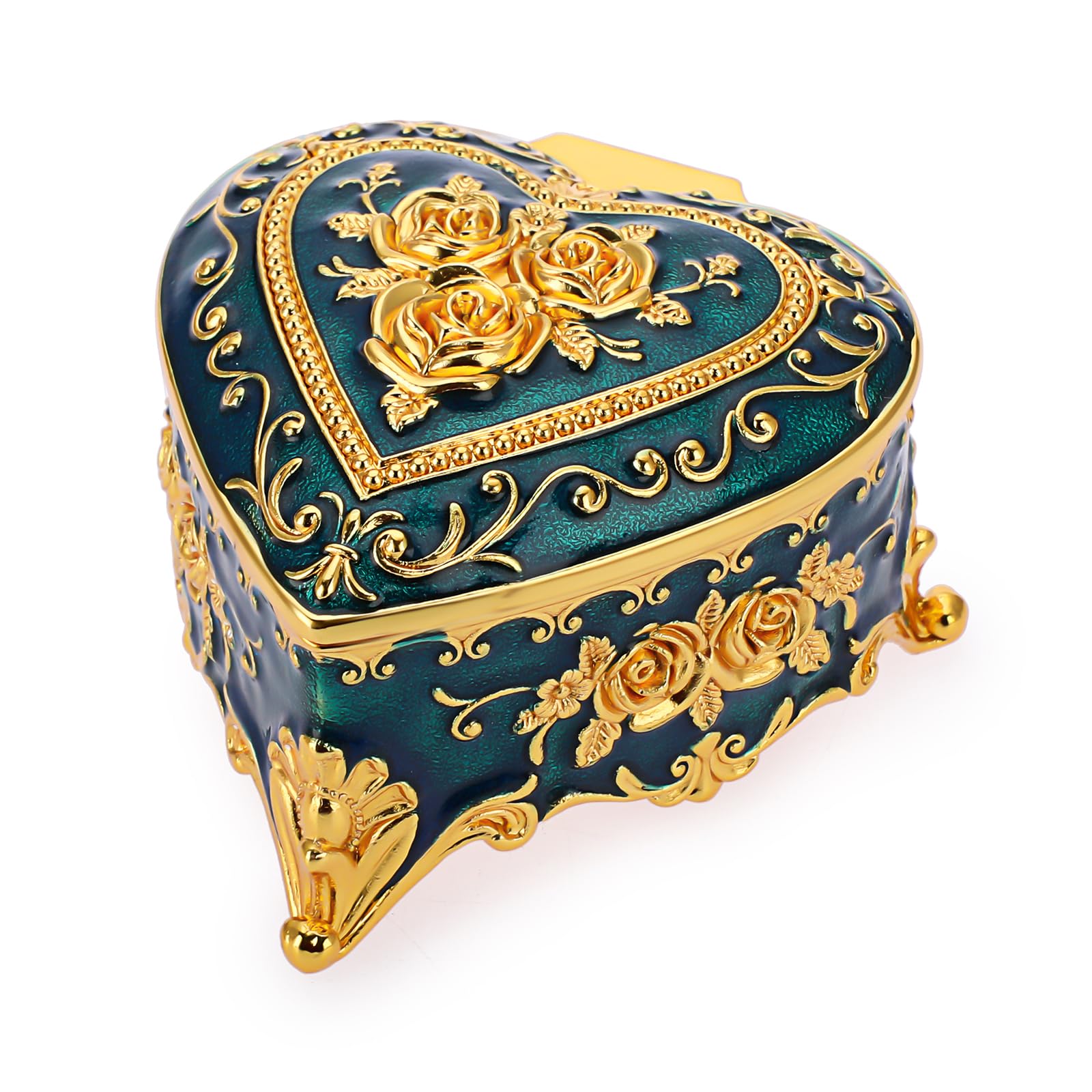 Amazon.com: Hipiwe Vintage Metal Jewelry Box - Heart Shape Trinket Box ...