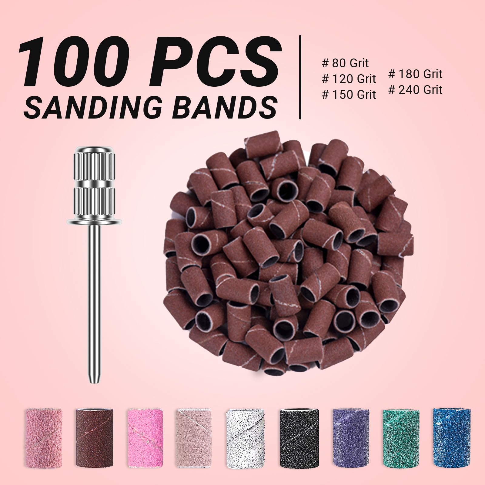 Snapklik.com : 100 Pcs Nail Drill Bits Sanding Bands For Nail Drill 120 ...