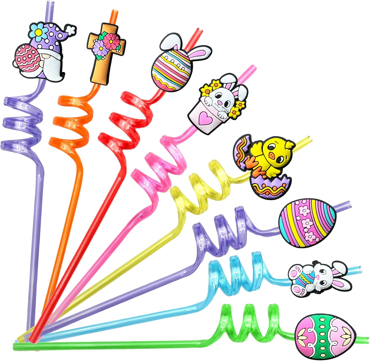 Amazon.com: YQUQWN, 24 Pcs Reusable Easter Straws, Eggs Bunny Chick ...