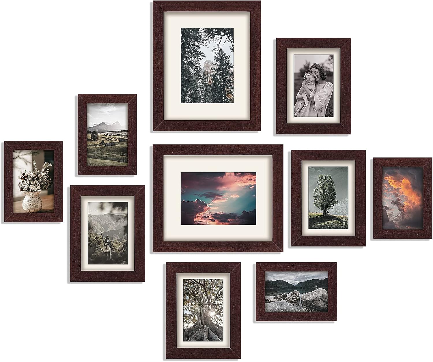 Amazon.com - Picture Frame Set Wall Photo: 10 Variety Pack Rustic Wood ...