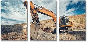 Amazon.com: nXXzsaWs 3 Pieces Canvas Printing Heavy Machinery Poster ...