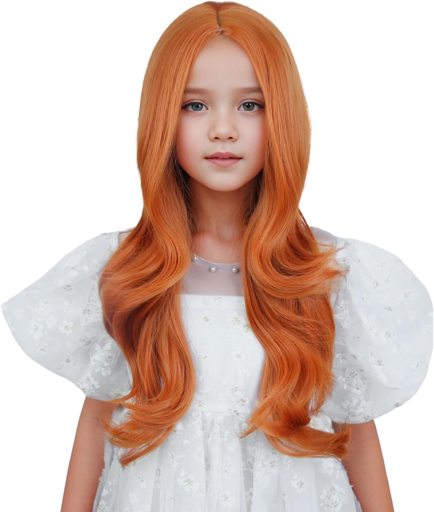 Amazon.com: Edivd Ginger Wig for Kids Girls Long Ginger Orange Wavy ...