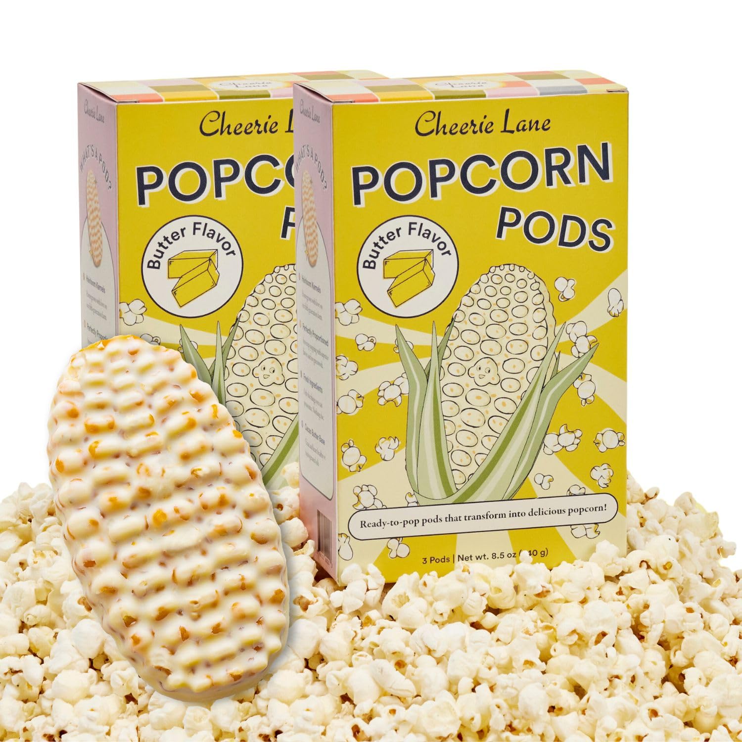 Amazon.com: Cheerie Lane Gourmet Butter Popcorn Pod Pack | 2 Box Set ...