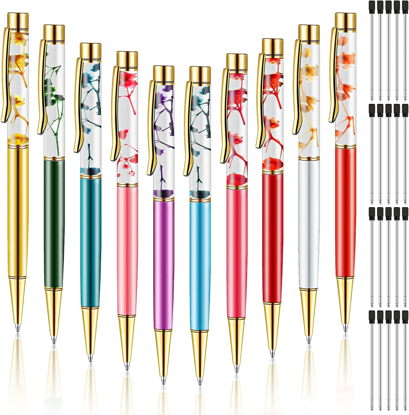 Amazon.com : 30 Pieces Liquid Floral Ballpoint Pens with Refills Set ...