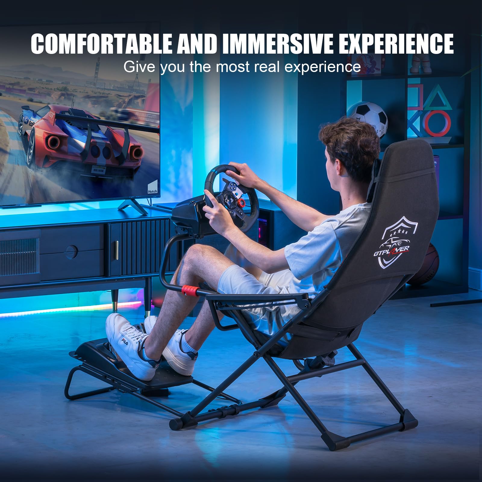 Snapklik.com : GTPLAYER Sim Racing Cockpit Foldable & Adjustable For ...