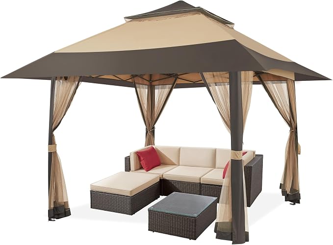 Amazon.de: Yaheetech 4x4m Pavillon mit Netzseitenwänden ...