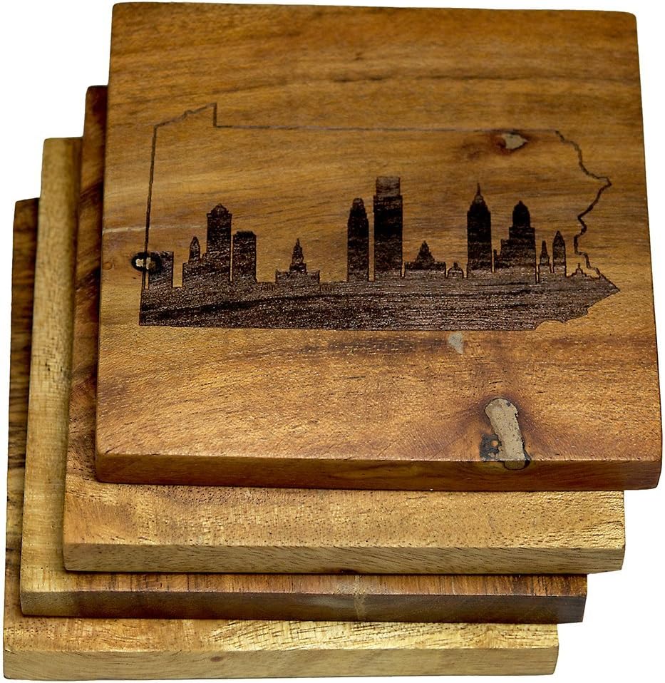 Amazon.com: Philadelphia Coasters, Philadelphia Skyline Drink Coasters ...