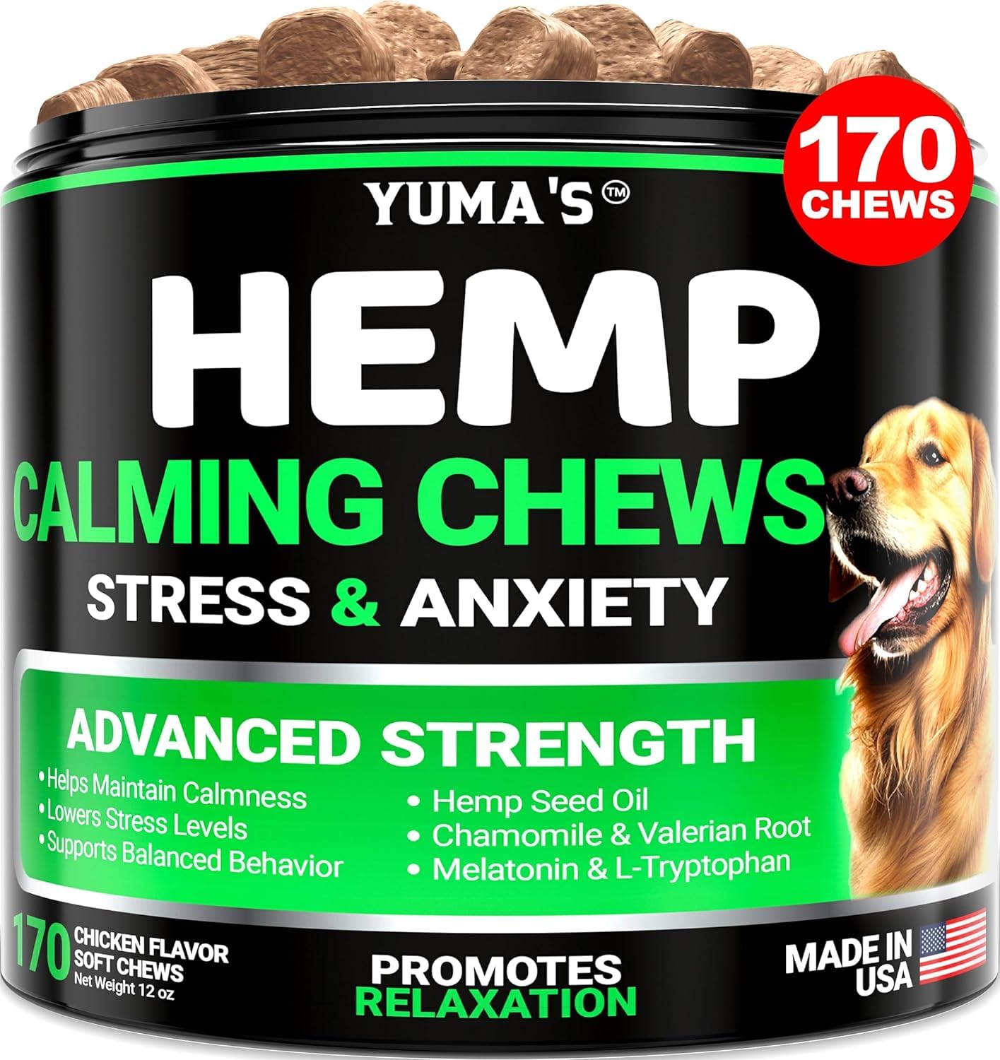 Hemp Calming Chews for Dogs - Advanced Dog Calming Chews - 170 Chews ...