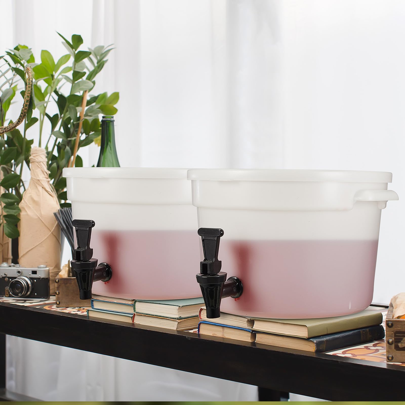 2 Pack Plastic Round Beverage Dispenser 3 Gallon Plastic Drink ...