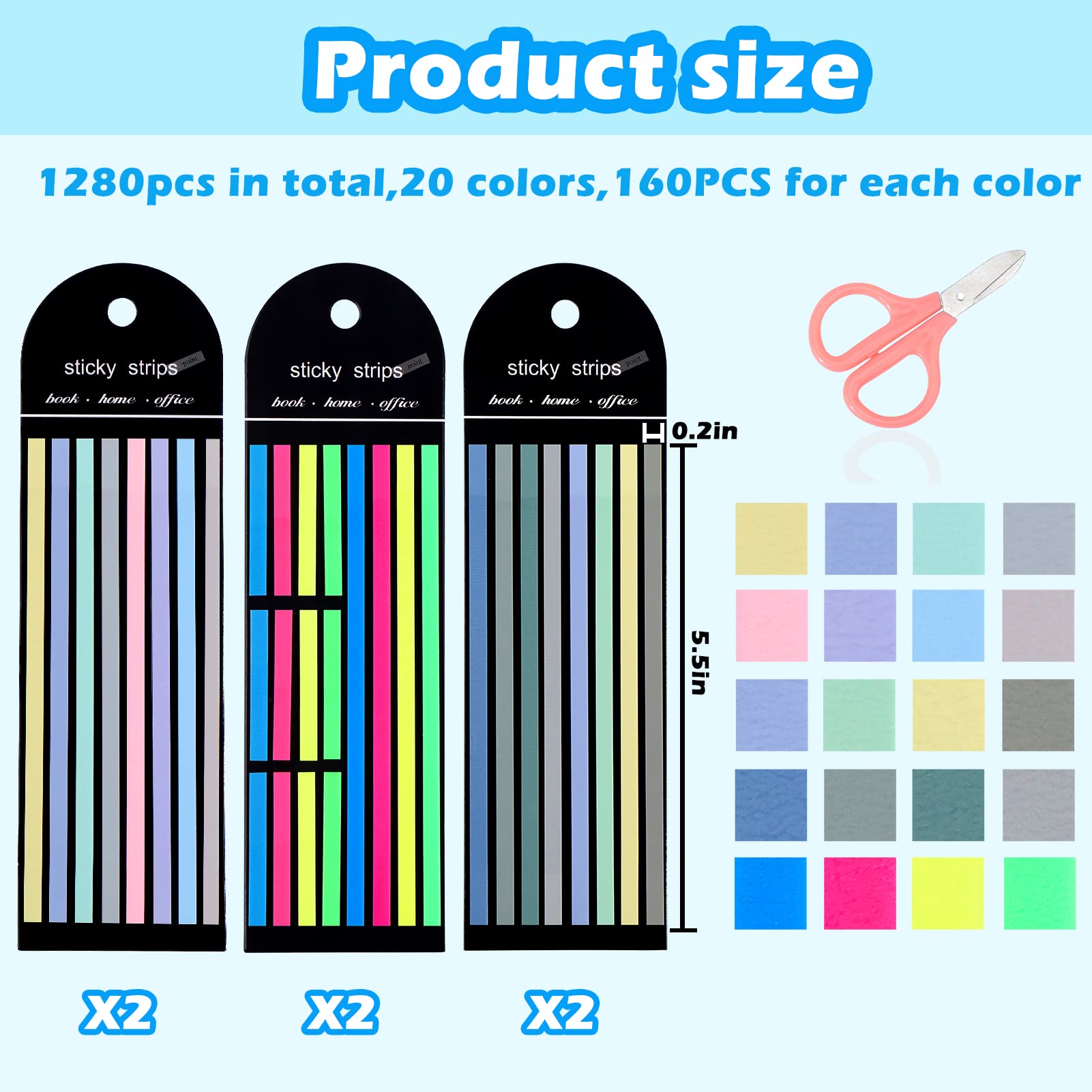 Snapklik.com : 1280Pcs Highlighter Tape, Transparent Sticky Long Page ...