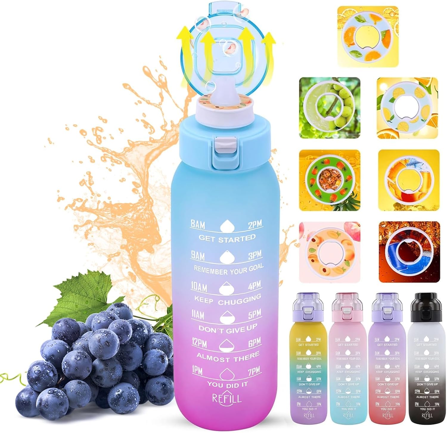 Amazon.com: Orgone 1 Litre Air Water Bottle BPA Free Leak-Proof with 7 ...