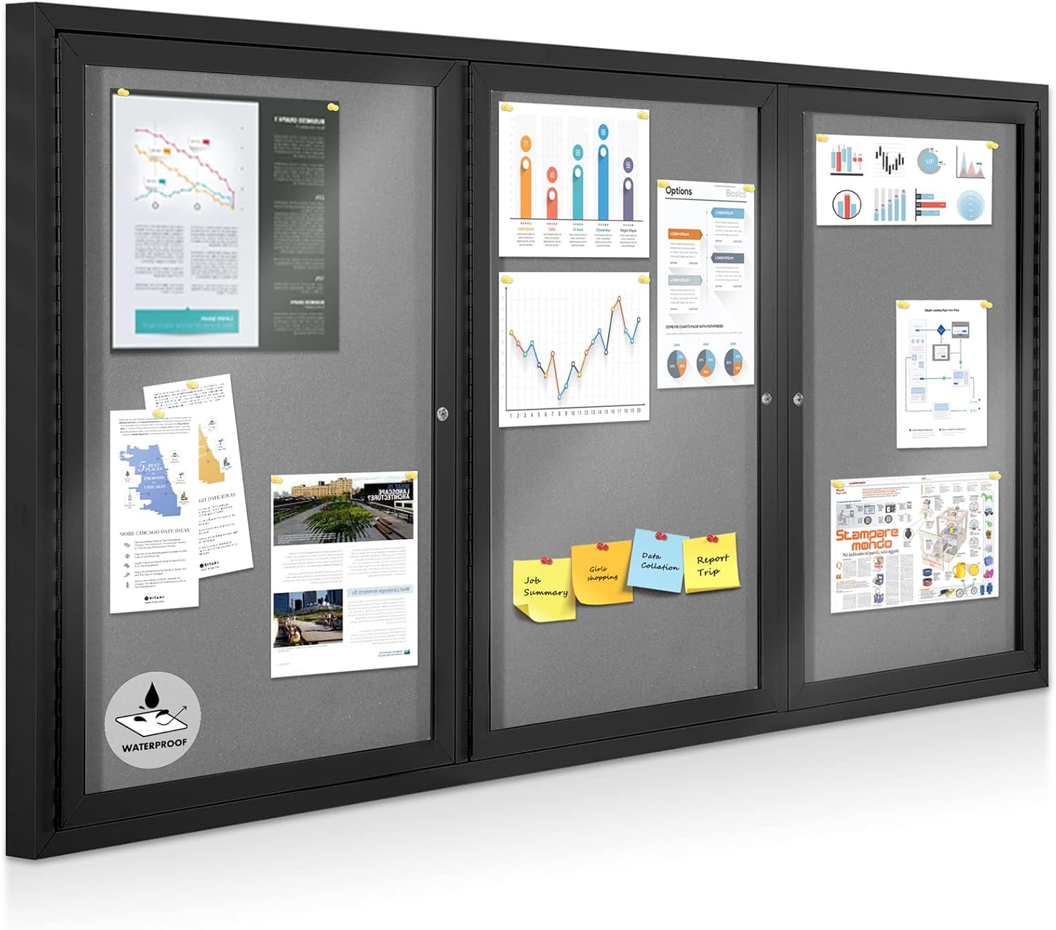 Amazon.com : EVERSUPPLY Enclosed Bulletin Board Outdoor Noticeboard ...