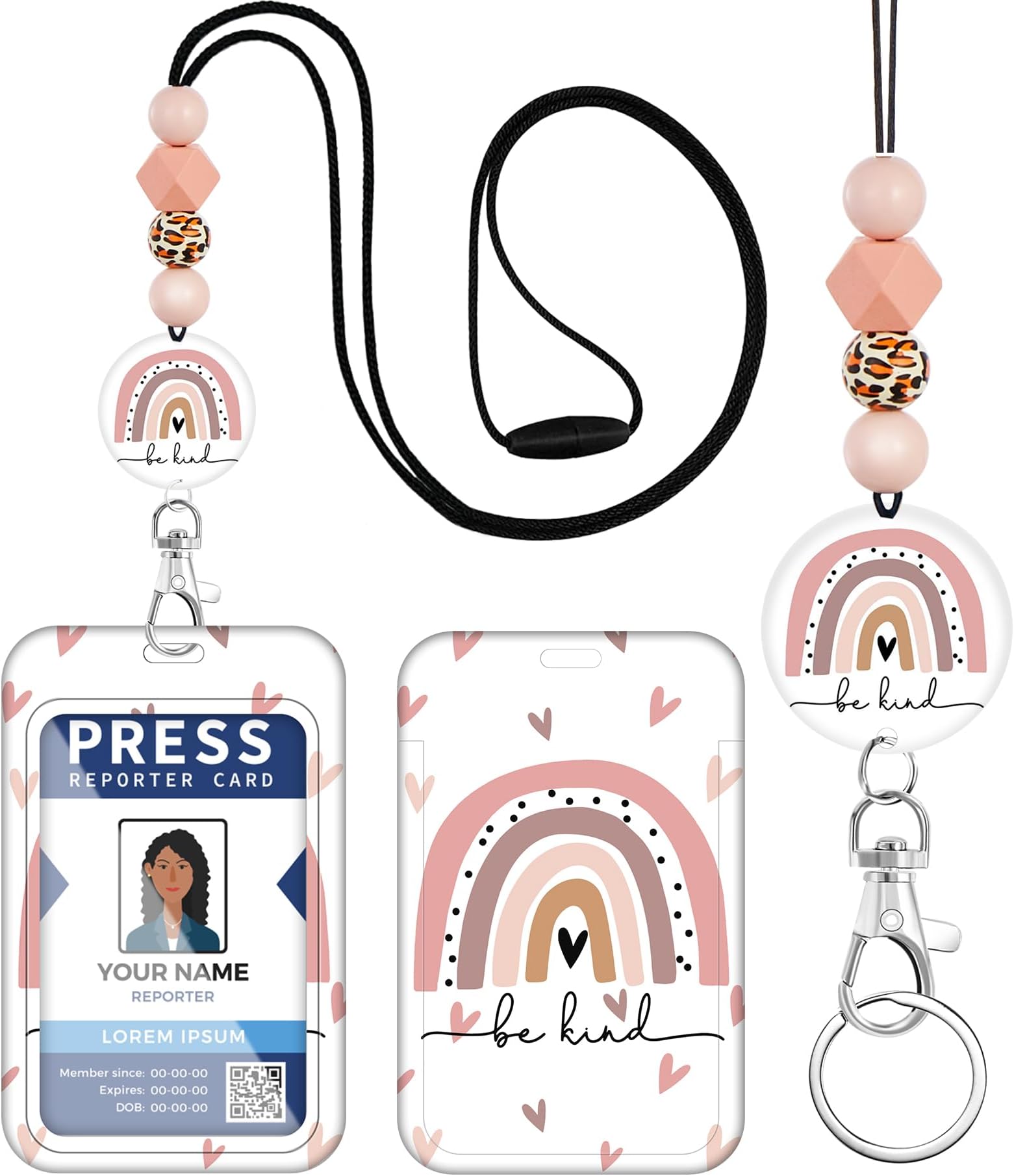 Amazon.com: Plifal Teacher Lanyard for ID Badge Card, Cute Women Beaded ...