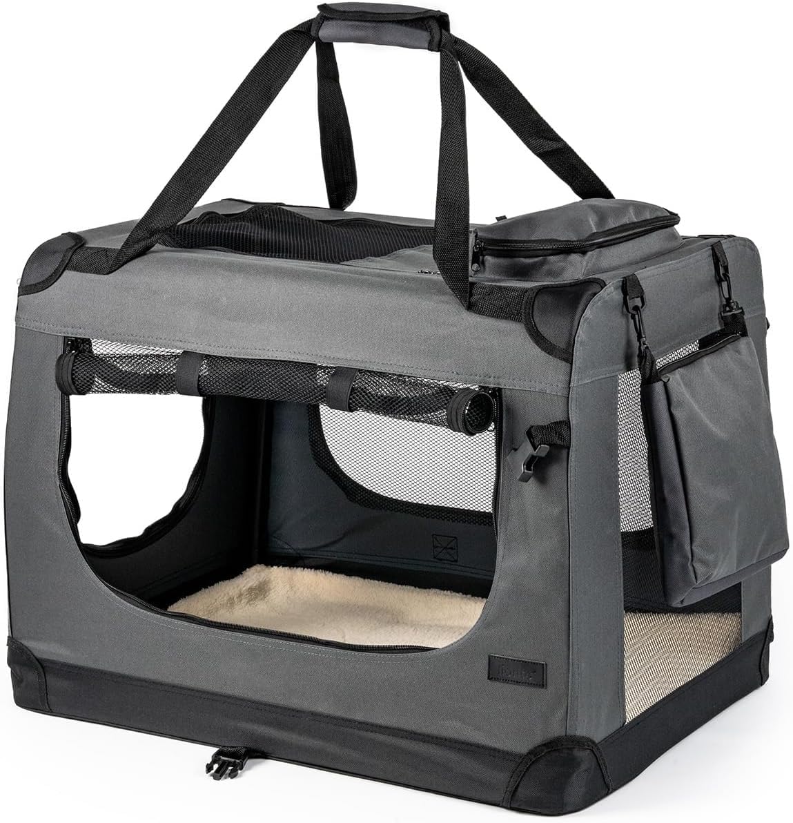lionto Pet Carrier Foldable Dog Transport Box Car Crate Small Animal ...
