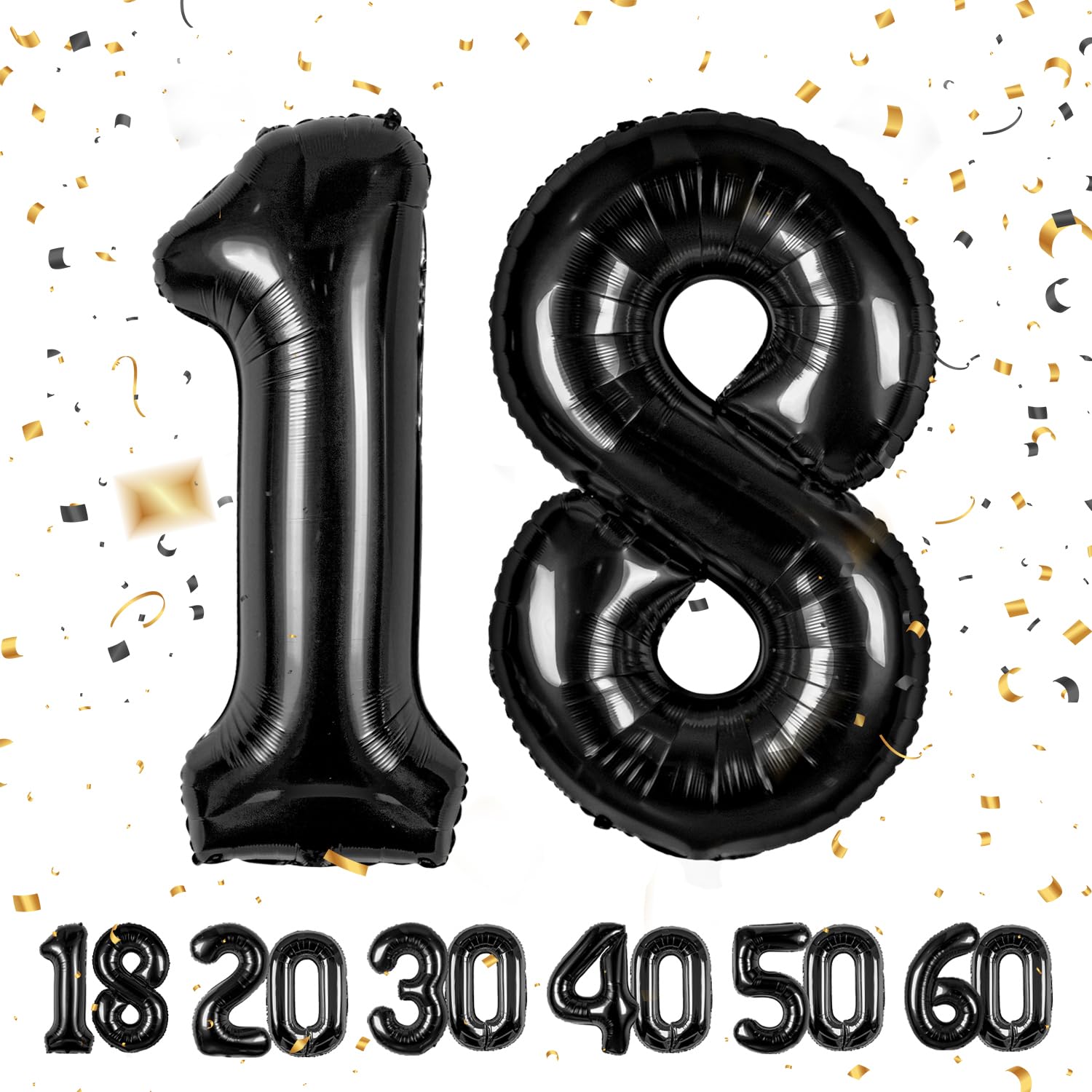 Black Number 18 18 Inch Black & Pink Sparkling 21st Birthday Foil