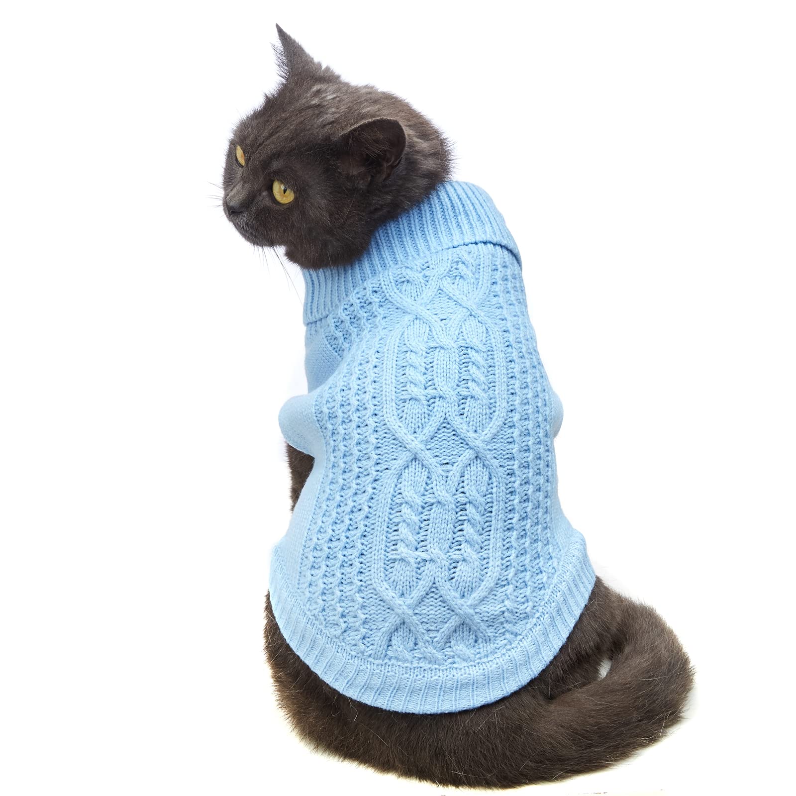 Jnancun Cat Sweater Turtleneck Knitted Sleeveless Cat Clothes Warm ...
