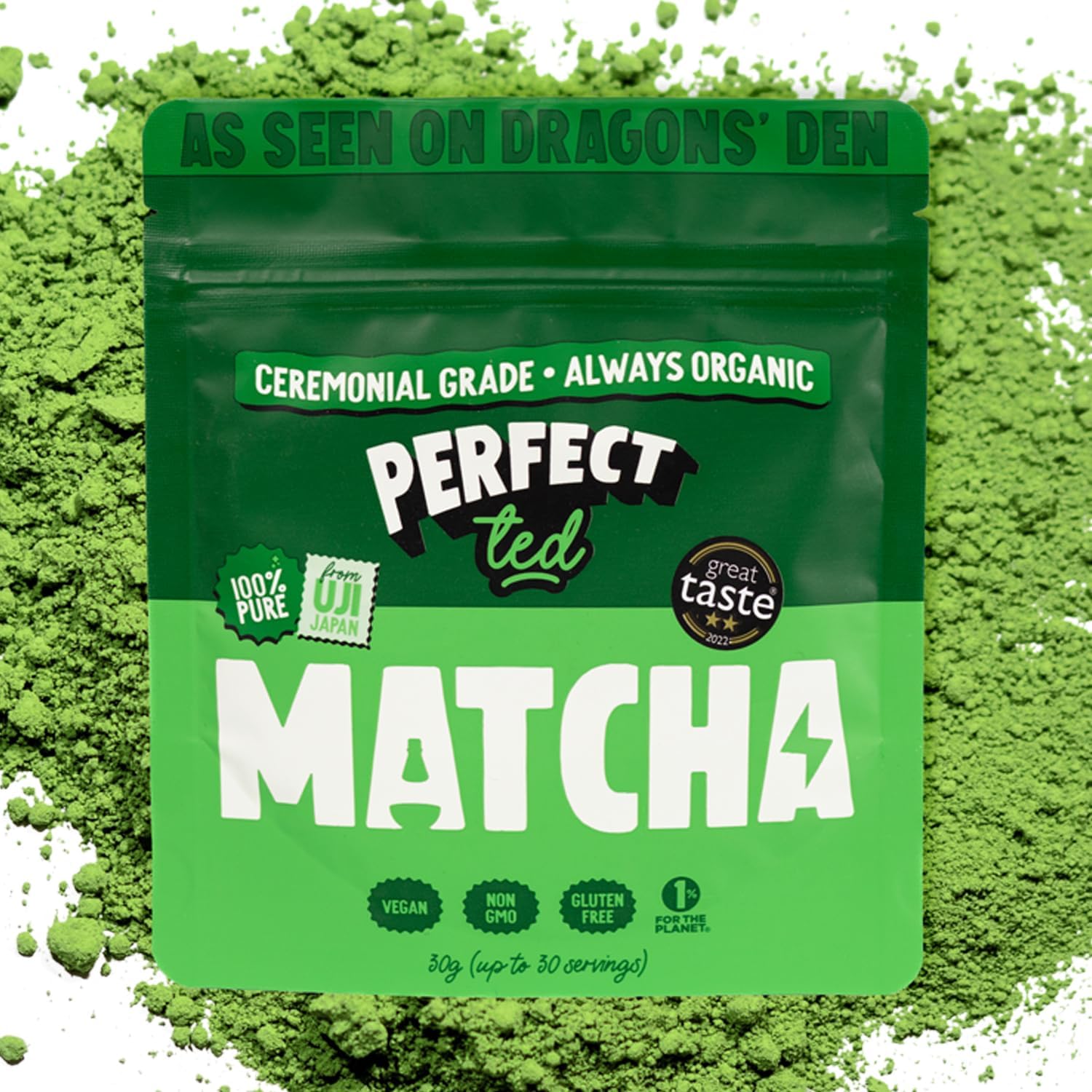 Perfect Ted Organic Matcha Powder | 30g | Ceremonial Grade | Single ...