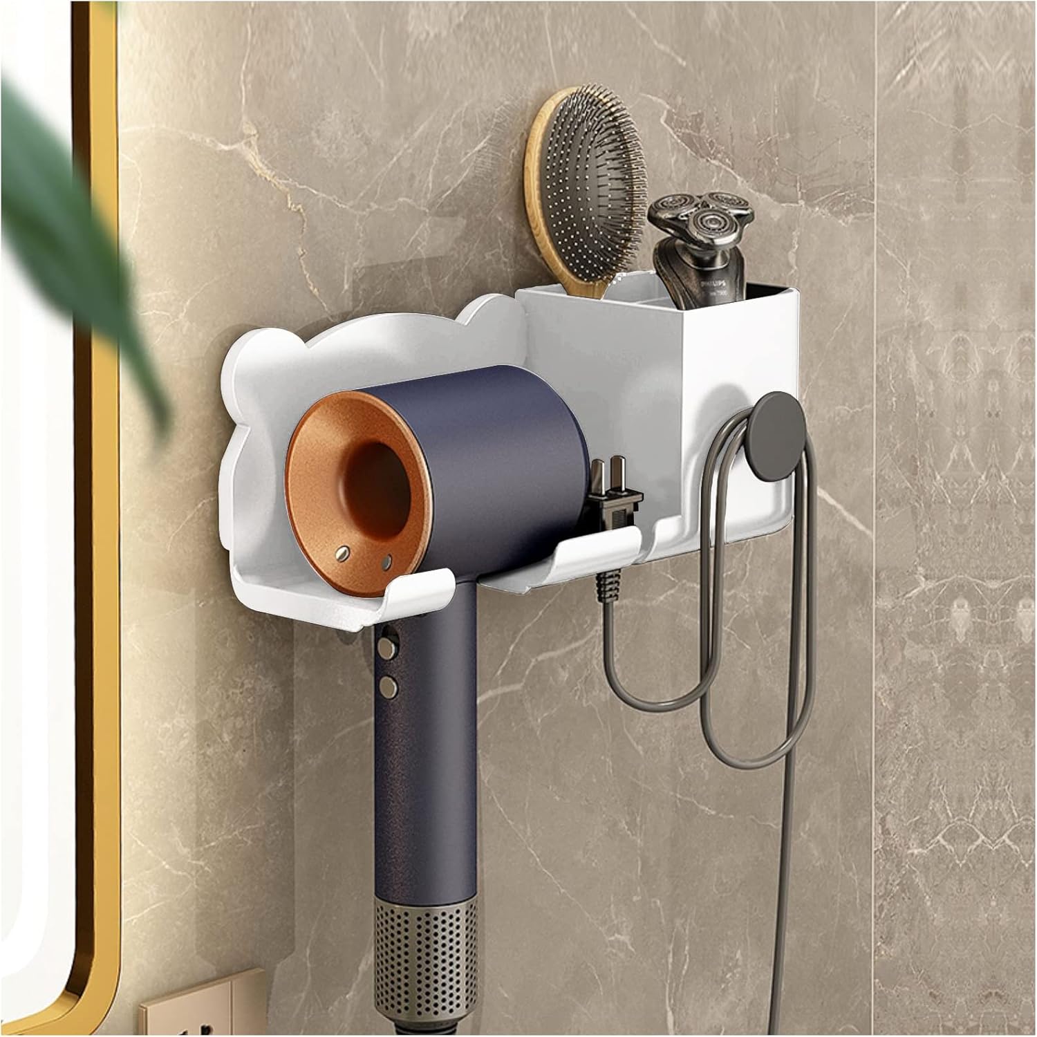 Amazon.com: Wtxwood Wall-Mounted Hair Dryer Holder for Bathroom,Space ...