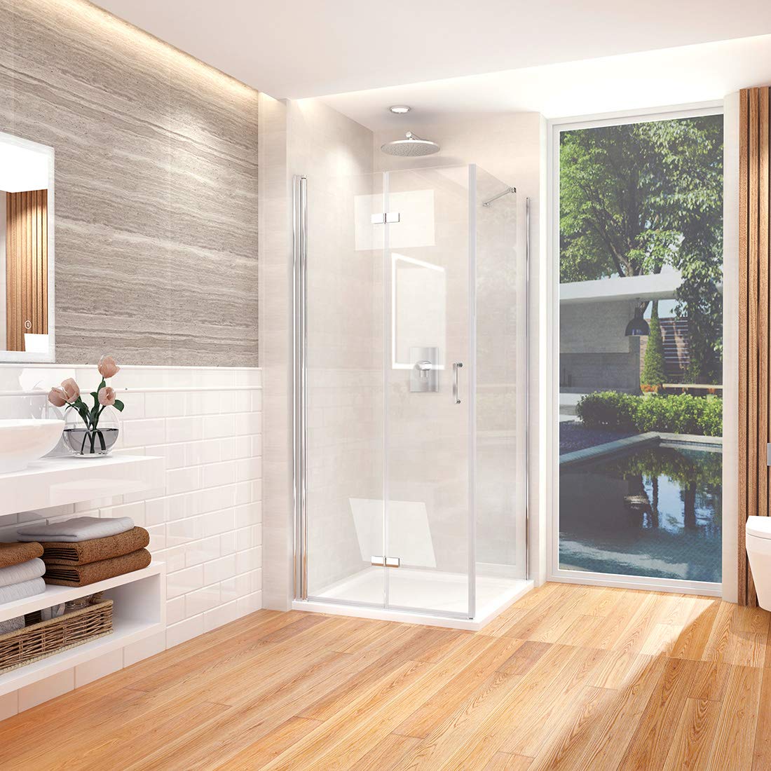 Buy 800x800 mm Frameless Bifold Shower Enclosure 6mm Safety Glass ...