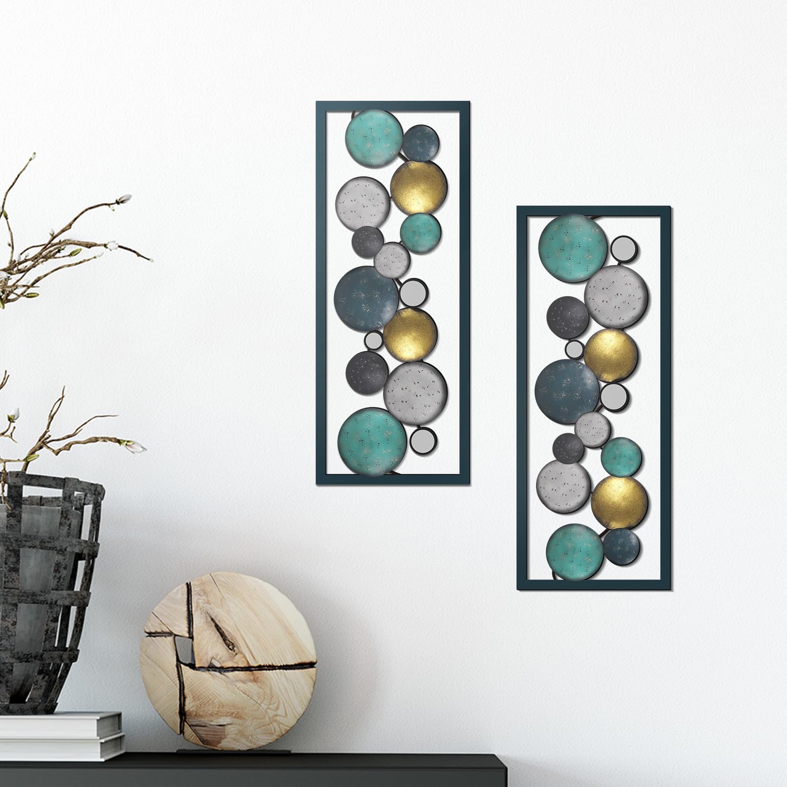 Amazon.com: Yexiya 2 Pcs 15.7" Small Metal Wall Art Modern Abstract ...