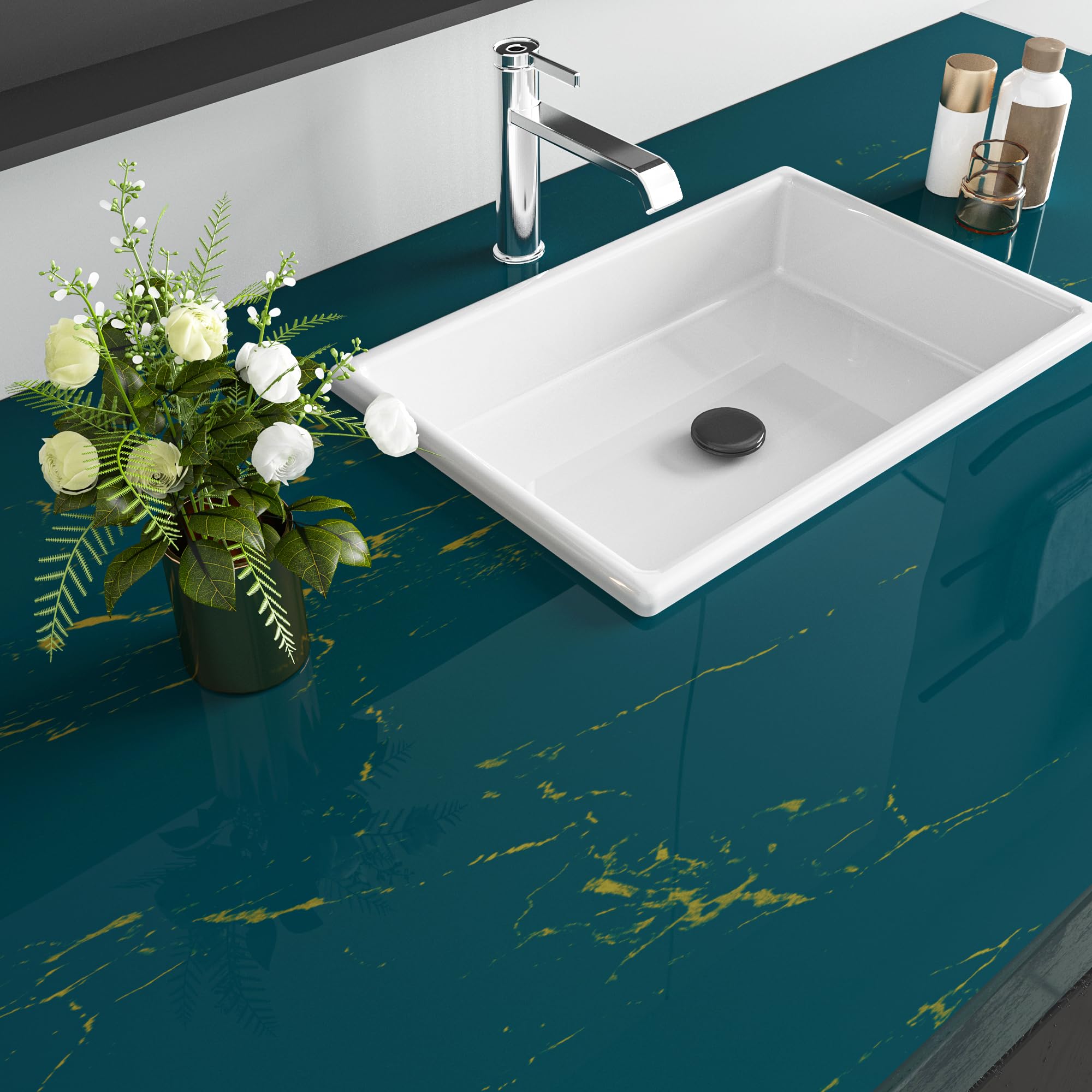 Livelynine 15.8x197 Marble Contact Paper Peel and Stick Countertop ...