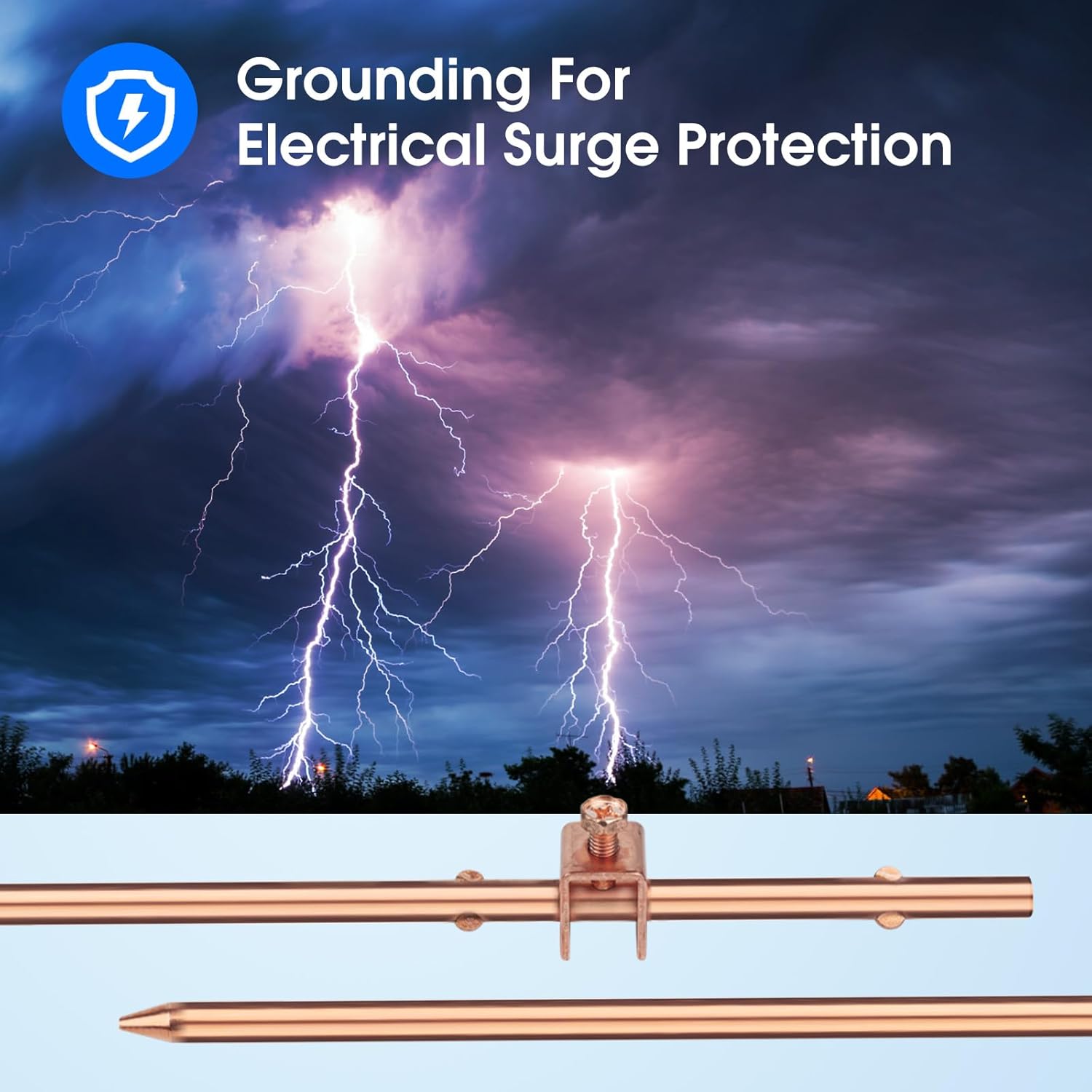 4FT Grounding Rod with Warning Tags, Portable Electrical Copper ...