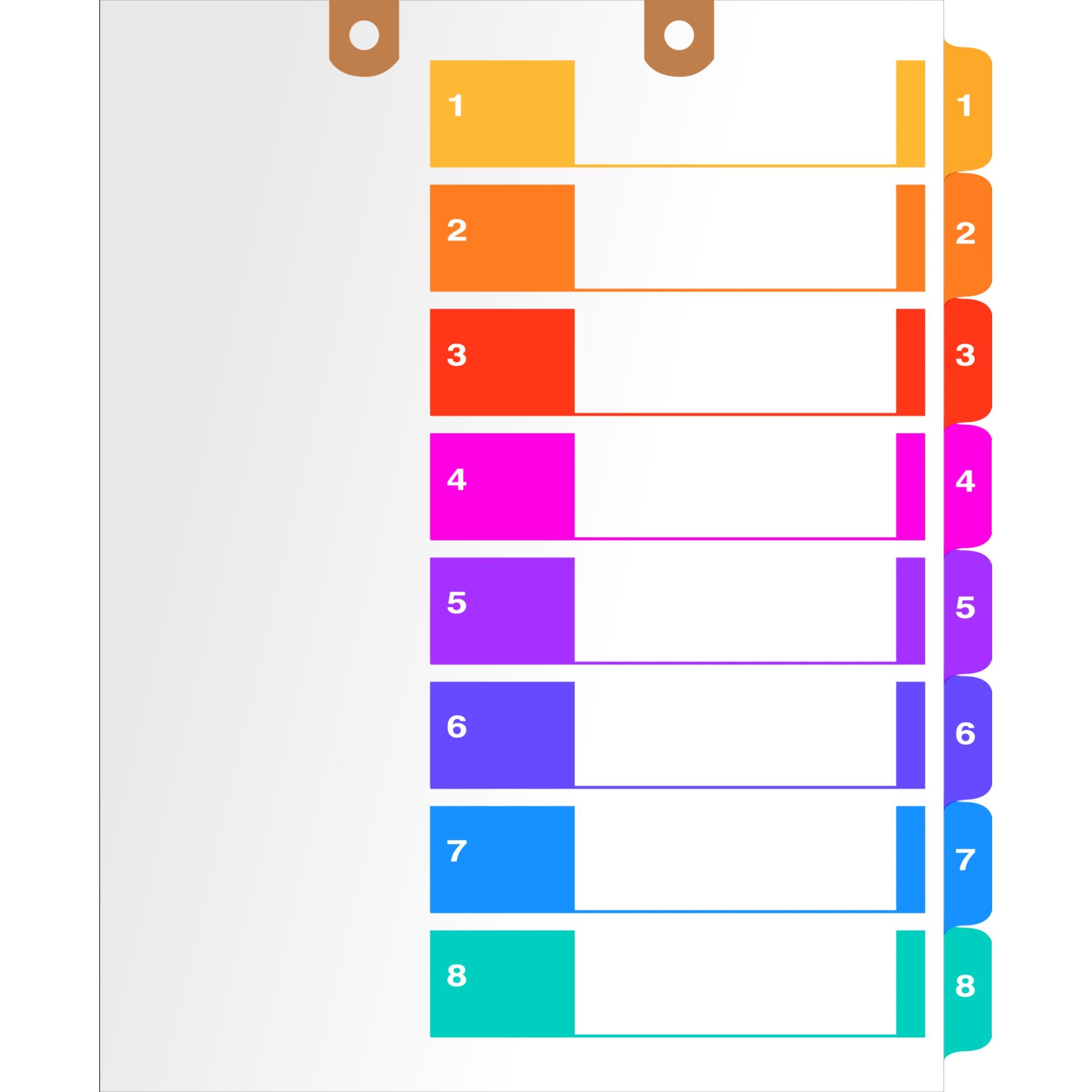 2-prong Folder Dividers Avery Preprinted Tab Dividers - 8 Numbered ...