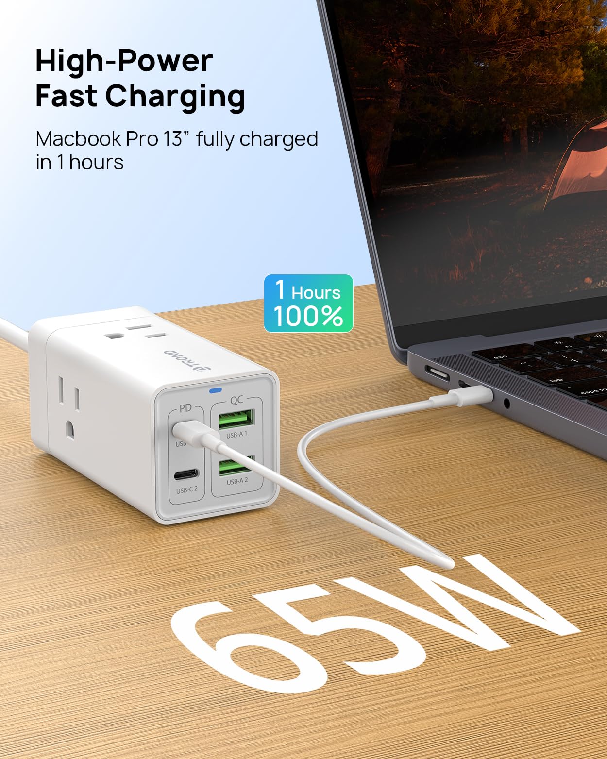 Snapklik.com : TROND 65W USB C Charger-7 In 1 Dual Voltage Travel Power ...