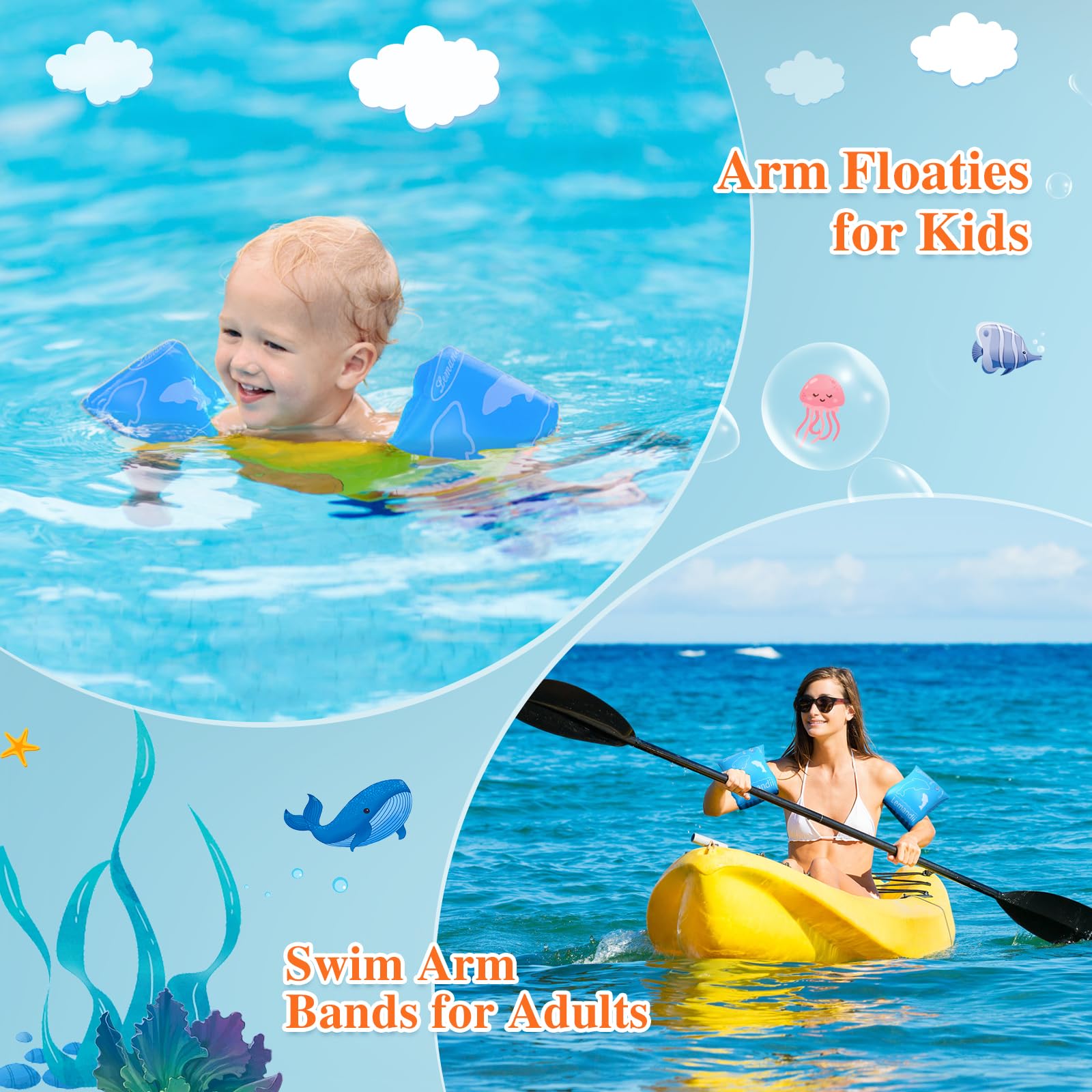 Snapklik.com : Wowelife Arm Floaties Inflatable Swim Arm Bands Floater ...