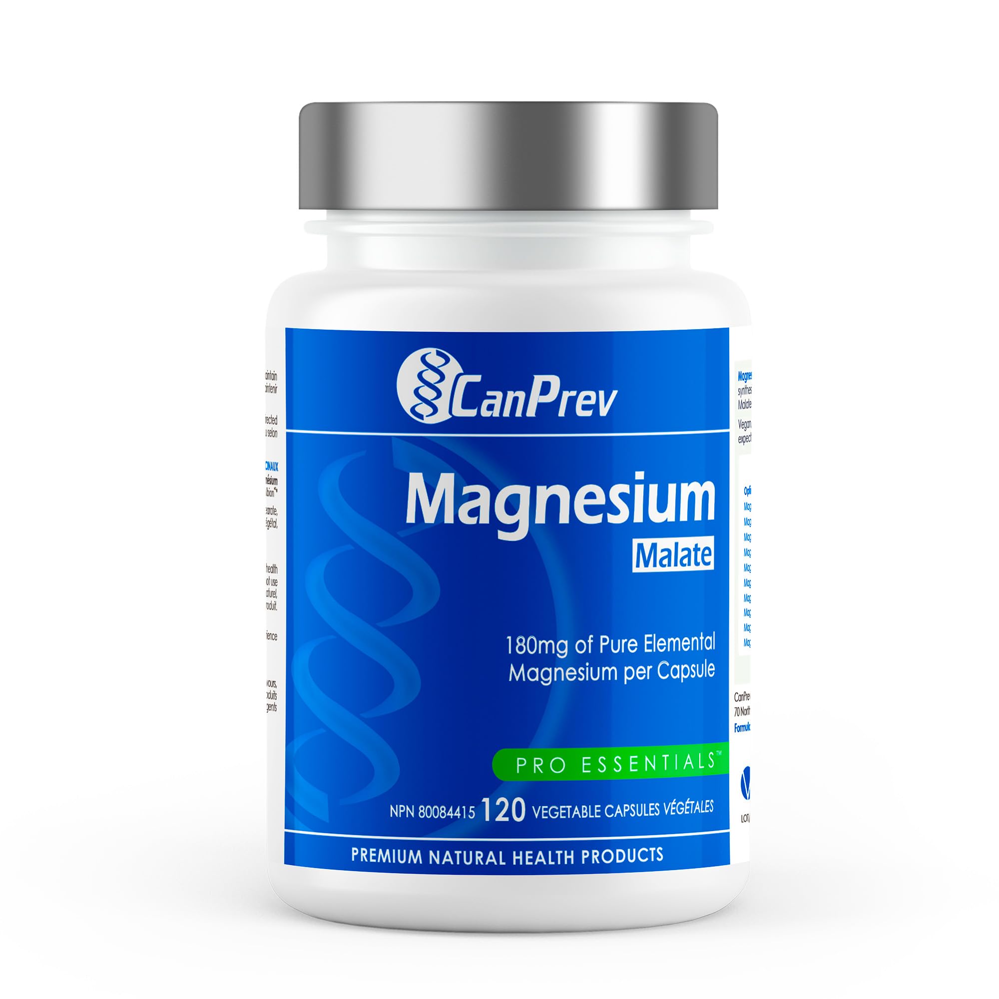 CanPrev Magnesium Malate 180mg, 120 V-Caps - Pure Magnesium Supplement ...